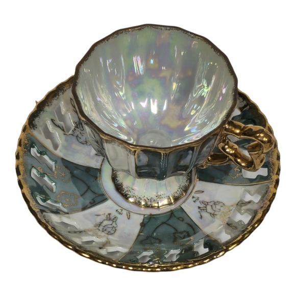 Unmarked | Dining | Vtg Japanese Lusterware Ornate Tea Cup Reticulated ...